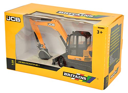 Britains JCB Farm Tomy Toys - Midi Excavator - 1:32 JCB 86C -1 Digger - Collectable Tractor Toy - 1:32 Scale Farm Toys - Suitable for Collectors and Kids - 3 Year Plus