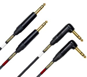 mogami gold key sb-10r balanced stereo keyboard instrument cable, 1/4" trs male plugs, gold contacts, dual right angle to dual straight connectors, 10 foot