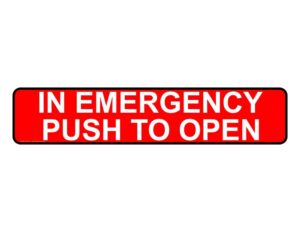 compliancesigns.com in emergency push to open label decal, 12x3 inch 4-pack vinyl for enter/exit