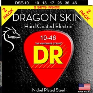 DR Strings DSE-2/10 Dragon Skin Clear Coated Nickel Plated Steel Electric Guitar Strings Value Pack