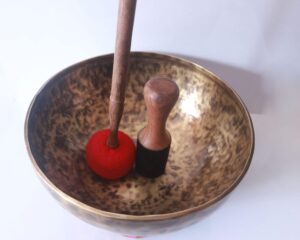 nhh 16 inches healing meditation tibetan singing bowl, hand hammered singing bowls with cushion & mallet striker