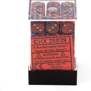 Chessex DND Dice Set D&D Dice-12mm Gemini Blue, Red, and Gold Plastic Polyhedral Dice Set-Dungeons and Dragons Dice Includes 36 Dice – D6