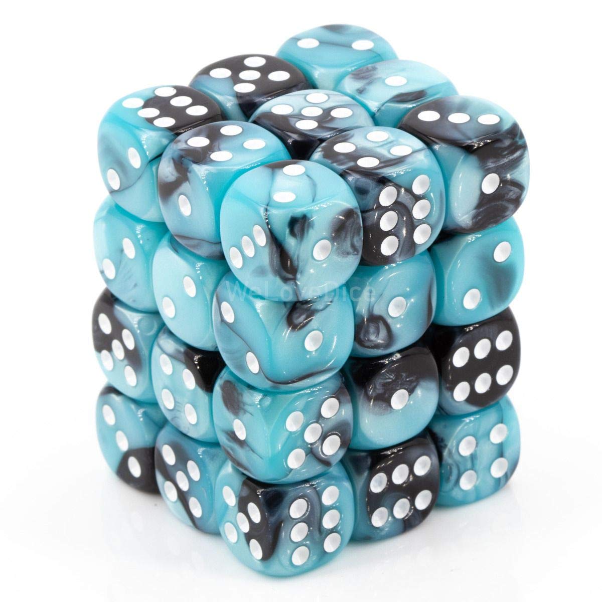 Chessex CHX26846 Dice-Gemini: 36D6 Black-Shell/White Set