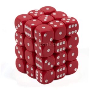 chessex chx25804 dice-opaque: 36d6 red/white set, small (10mm - 14mm)