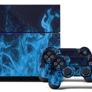 PS4 Console Designer Skin for Sony PlayStation 4 System plus Two(2) Decals for: PS4 Dualshock Controller Ice Flame