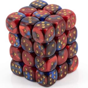 Chessex DND Dice Set D&D Dice-12mm Gemini Blue, Red, and Gold Plastic Polyhedral Dice Set-Dungeons and Dragons Dice Includes 36 Dice – D6