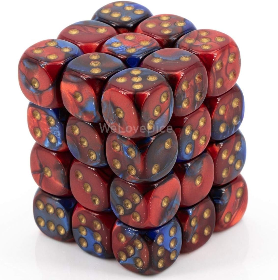 Chessex DND Dice Set D&D Dice-12mm Gemini Blue, Red, and Gold Plastic Polyhedral Dice Set-Dungeons and Dragons Dice Includes 36 Dice – D6