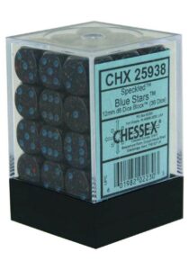 dnd dice set-chessex d&d dice-12mm speckled blue stars plastic polyhedral dice set-dungeons and dragons dice includes 36dice - d6, various (chx25938)