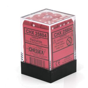 Chessex CHX25804 Dice-Opaque: 36D6 Red/White Set, Small (10mm - 14mm)