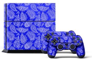 ps4 console designer skin for sony playstation 4 system plus two(2) decals for: ps4 dualshock controller paisley blue