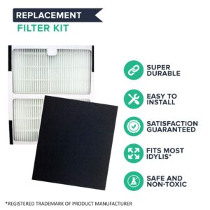 Crucial Air Replacement Air Filter Compatible with Idylis HEPA Style B Air Purifier Filter & Carbon Filter Part # IAF-H-100B, 302656, Filter Kit Fits Idylis IAP-10-125, IAP-10-150 Model – Bulk (2 Pack