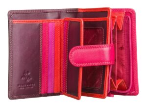 visconti rb40 multi colored small soft leather ladies wallet & purse (plum multi)