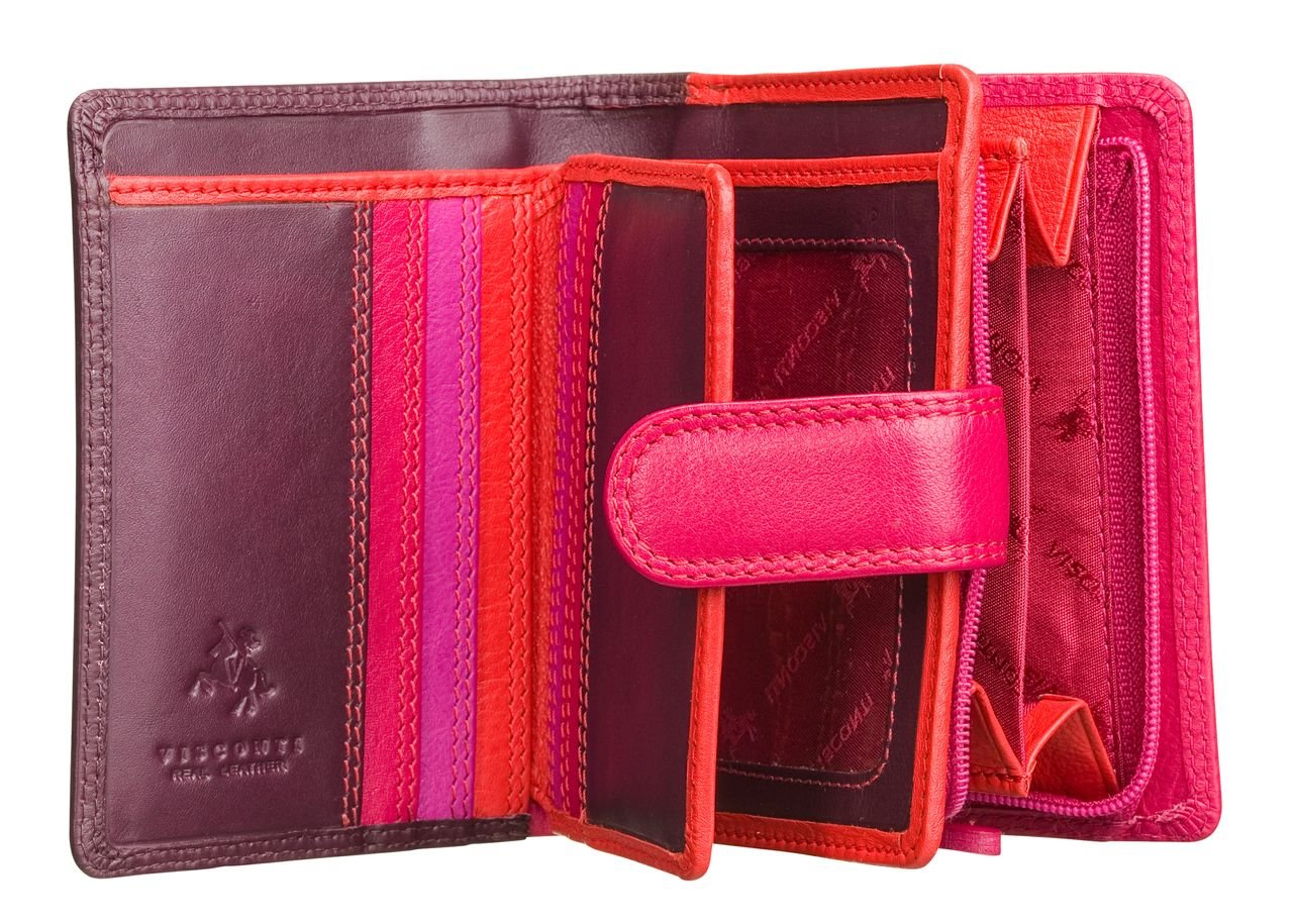 Visconti RB40 Multi Colored Small Soft Leather Ladies Wallet & Purse (Plum Multi)