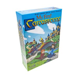 my first carcassonne board game - colorful tile-placing fun for kids of all ages! medieval strategy game for family game night, ages 4+, 2-4 players, 30 minute playtime, made by z-man games