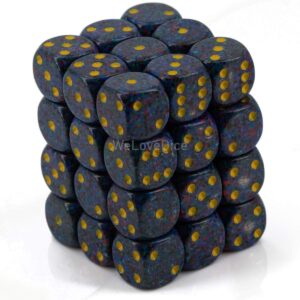 dnd dice set-chessex d&d dice-12mm speckled twilight plastic polyhedral dice set-dungeons and dragons dice includes 36 dice – d6