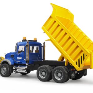 Bruder 02825 Mack Granite Dump Truck with Snow Plow Blade for Construction and Farm Pretend Play with Light & Sound Module