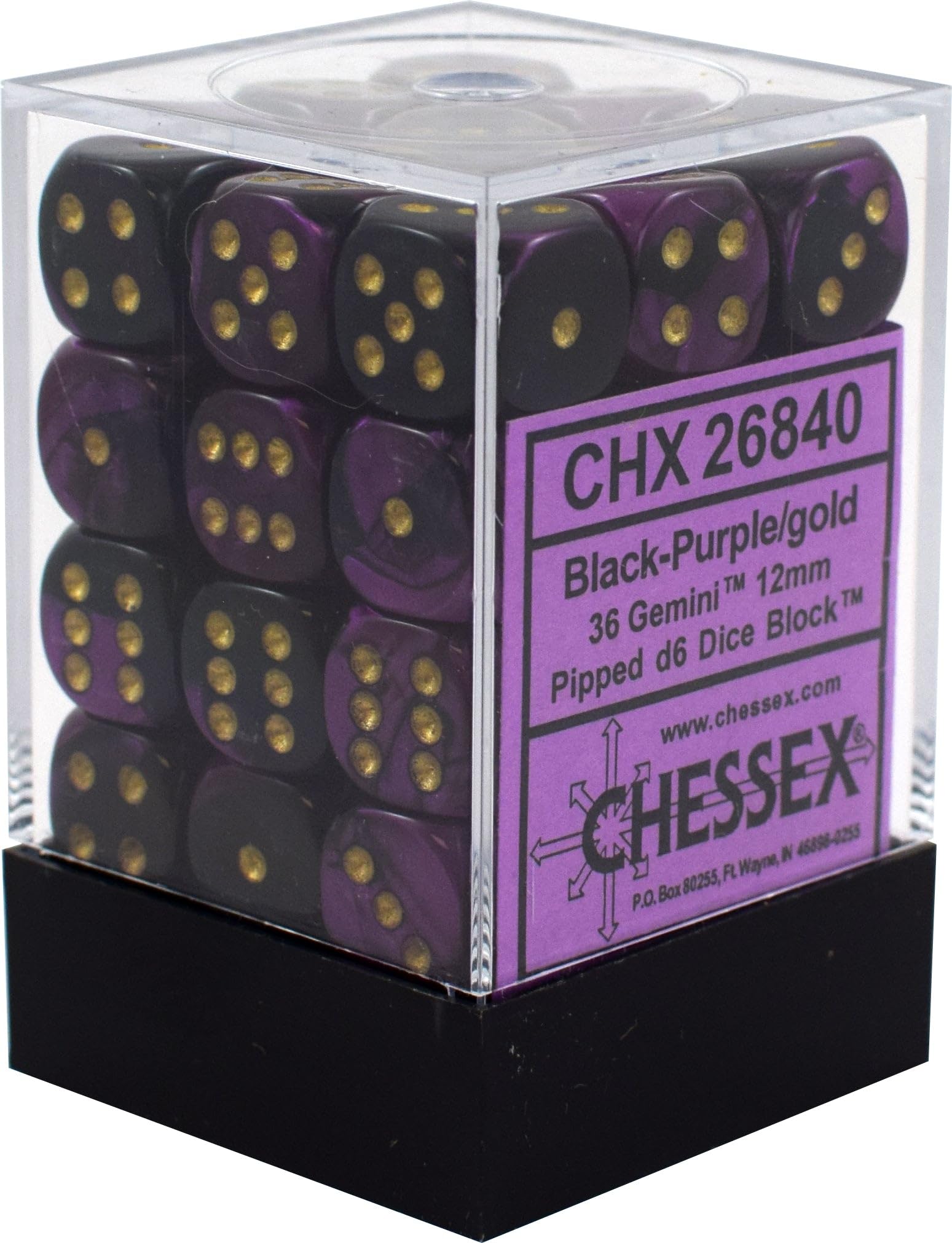 Chessex DND Dice Set- D&D Dice-12mm Gemini Black, Purple, and Gold Polyhedral Dice Set-Dungeons and Dragons Dice Includes 36 Dice – D6, Various, (CHX26840)