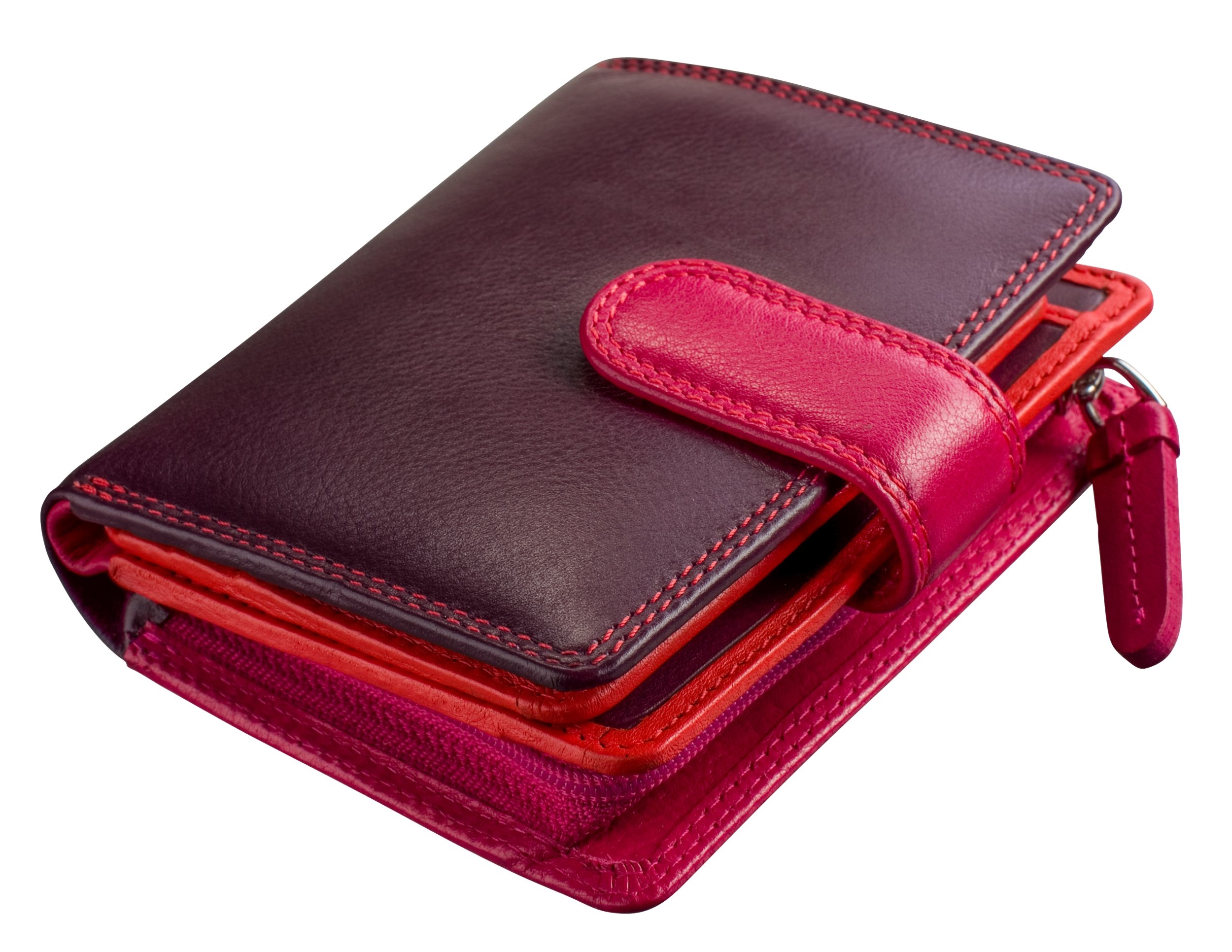 Visconti RB40 Multi Colored Small Soft Leather Ladies Wallet & Purse (Plum Multi)