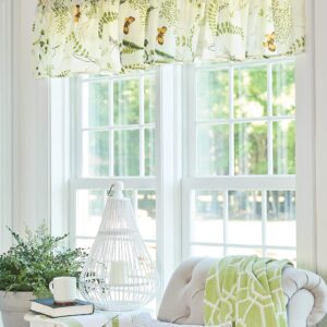 C&F Home Althea Green Floral Botanical Garden Spring Summer Cotton Bedroom Guestroom Premium Window Valance Valance Single Green