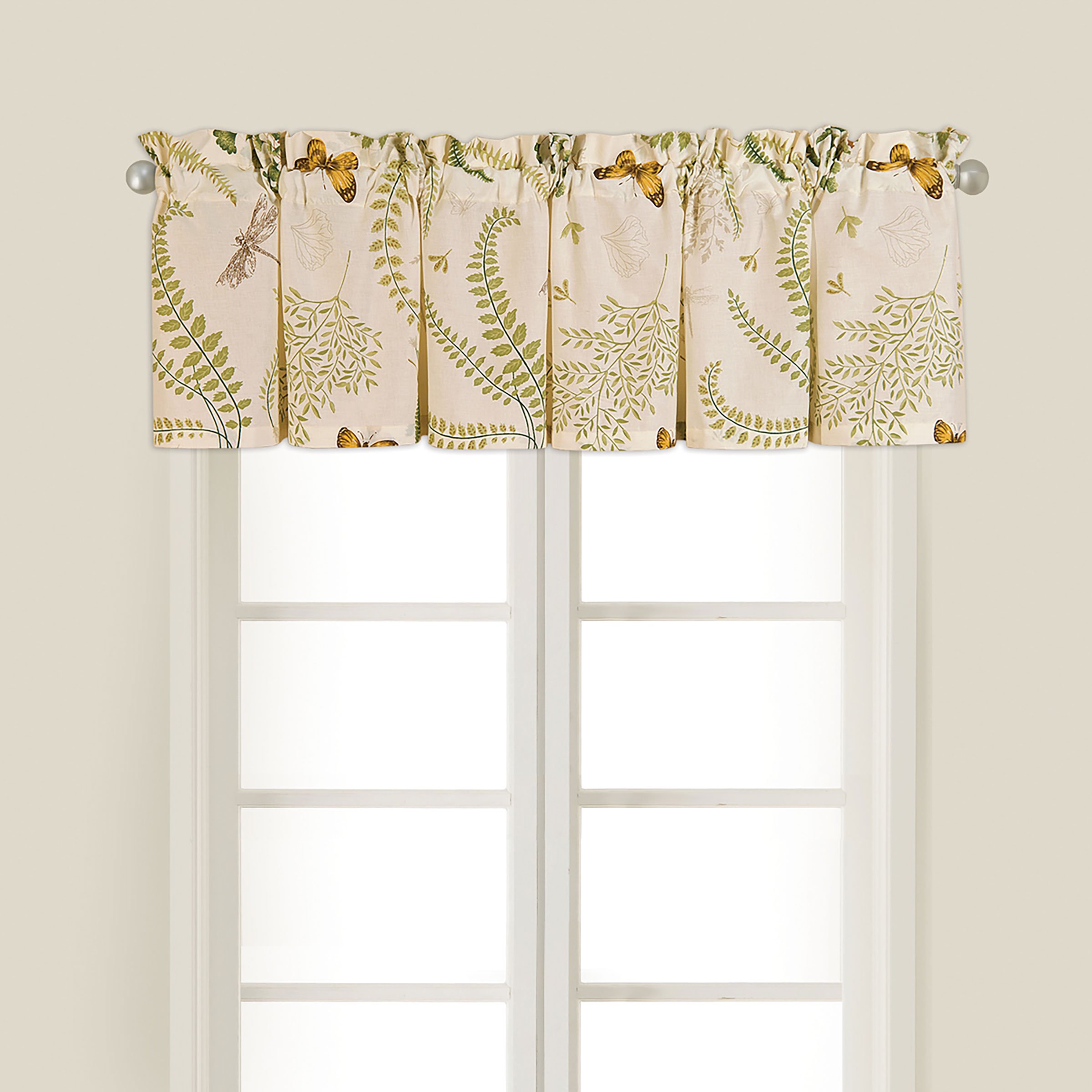 C&F Home Althea Green Floral Botanical Garden Spring Summer Cotton Bedroom Guestroom Premium Window Valance Valance Single Green