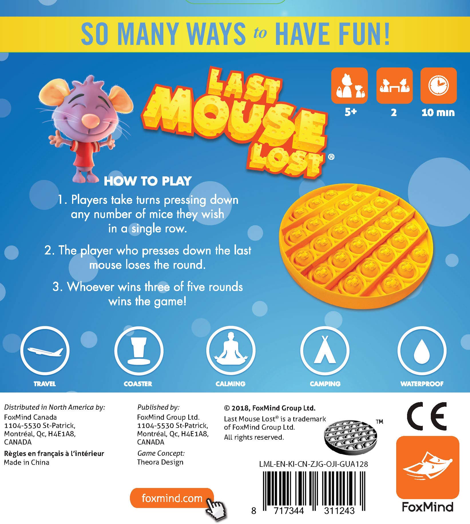 FoxMind Games: Last Mouse Lost Game - The Original Push Pop Bubble Popping Sensory Pop It Fidget Toy Game - Autism ADHD Special Needs Stress Reliever & Fine Motor Learning [Amazon Exclusive]