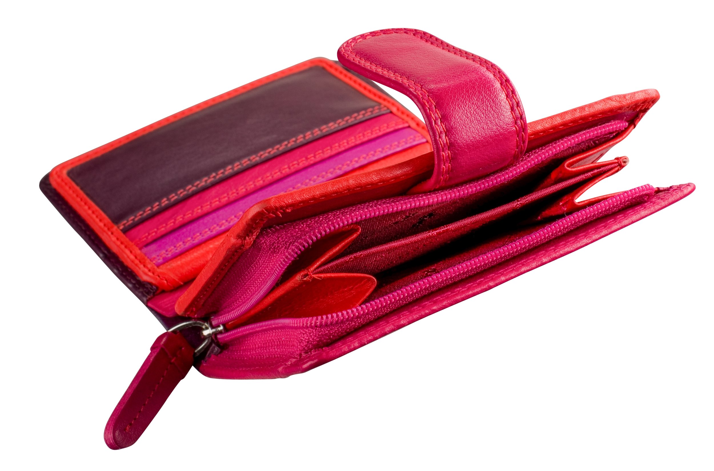 Visconti RB40 Multi Colored Small Soft Leather Ladies Wallet & Purse (Plum Multi)