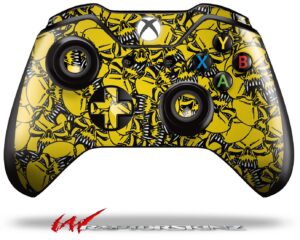 wraptorskinz decal style vinyl skin wrap compatible with xbox one original wireless controller scattered skulls yellow - (controller not included)