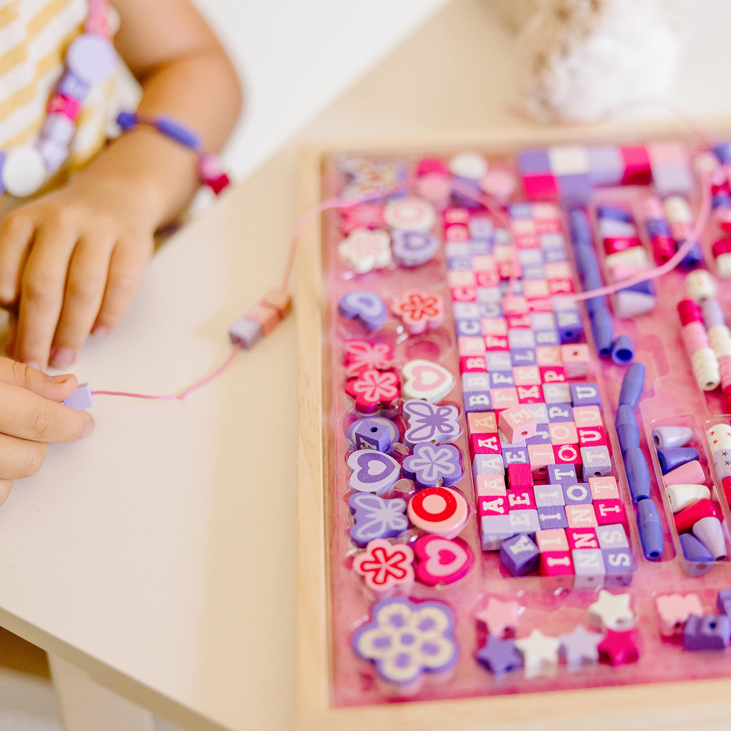 Melissa & Doug Created by Me! Sparkle & Shimmer Beads Wooden Bead Kit, 340+ Beads for Jewelry-Making