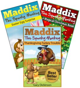 maddix the spunky monkey holiday package: thanksgiving turkey trouble + magical christmas book + easter egg surprise (maddix the spunkey monkey 7)