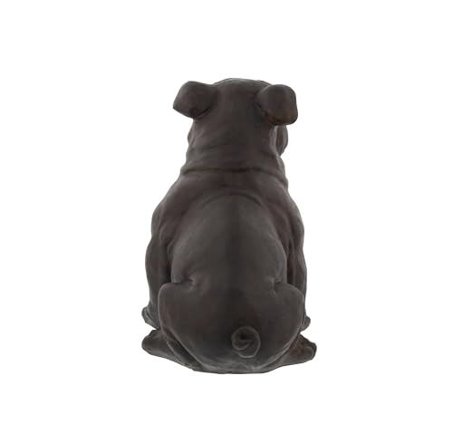 Deco 79 Polystone Bulldog Decorative Sculpture Weathered Sitting Home Decor Statue, Accent Figurine 17" x 9" x 13", Brown