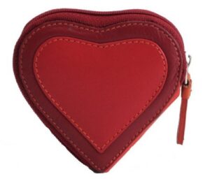 visconti capri rb59 multi colored heart shaped ladies/girls leather coin purse key wallet with key chain (red)