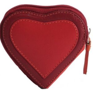 Visconti Capri RB59 Multi Colored Heart Shaped Ladies/Girls Leather Coin Purse Key Wallet With Key Chain (Red)