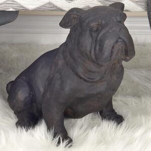 Deco 79 Polystone Bulldog Decorative Sculpture Weathered Sitting Home Decor Statue, Accent Figurine 17" x 9" x 13", Brown