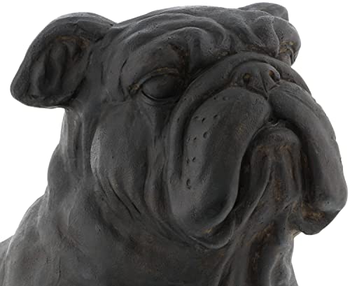 Deco 79 Polystone Bulldog Decorative Sculpture Weathered Sitting Home Decor Statue, Accent Figurine 17" x 9" x 13", Brown