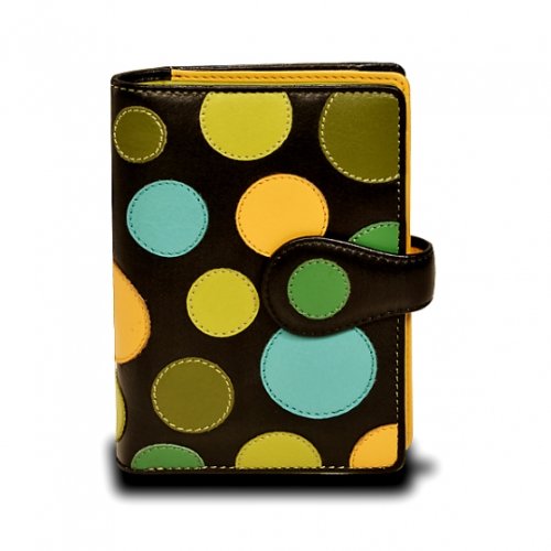 Visconti P1 Saturn Ladies Soft Leather Large Bifold Wallet/Purse with Polka Dots (Lily Pad)