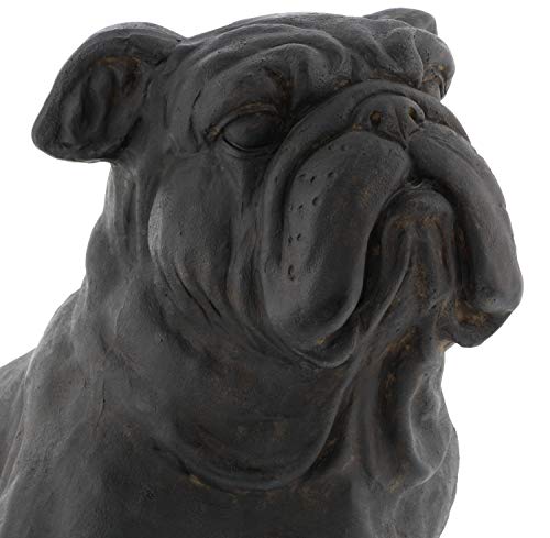 Deco 79 Polystone Bulldog Decorative Sculpture Weathered Sitting Home Decor Statue, Accent Figurine 17" x 9" x 13", Brown