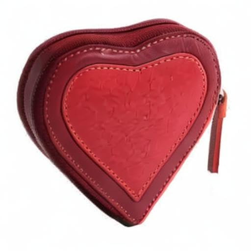 Visconti Capri RB59 Multi Colored Heart Shaped Ladies/Girls Leather Coin Purse Key Wallet With Key Chain (Red)