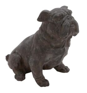 deco 79 polystone bulldog decorative sculpture weathered sitting home decor statue, accent figurine 17" x 9" x 13", brown