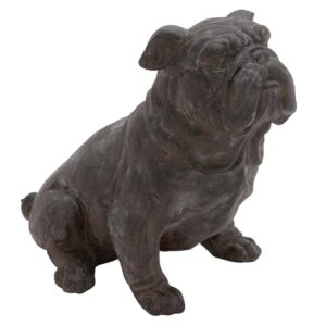 Deco 79 Polystone Bulldog Decorative Sculpture Weathered Sitting Home Decor Statue, Accent Figurine 17" x 9" x 13", Brown