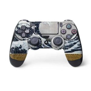 skinit decal gaming skin compatible with ps4 controller - officially licensed the great wave off kanagawa by hokusai design