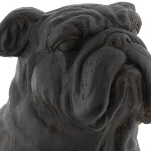 Deco 79 Polystone Bulldog Decorative Sculpture Weathered Sitting Home Decor Statue, Accent Figurine 17" x 9" x 13", Brown