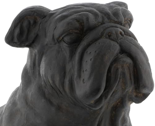 Deco 79 Polystone Bulldog Decorative Sculpture Weathered Sitting Home Decor Statue, Accent Figurine 17" x 9" x 13", Brown