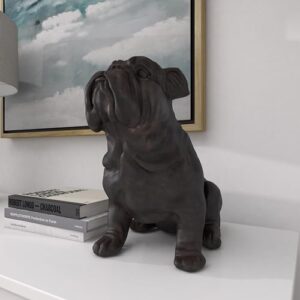 Deco 79 Polystone Bulldog Decorative Sculpture Weathered Sitting Home Decor Statue, Accent Figurine 17" x 9" x 13", Brown