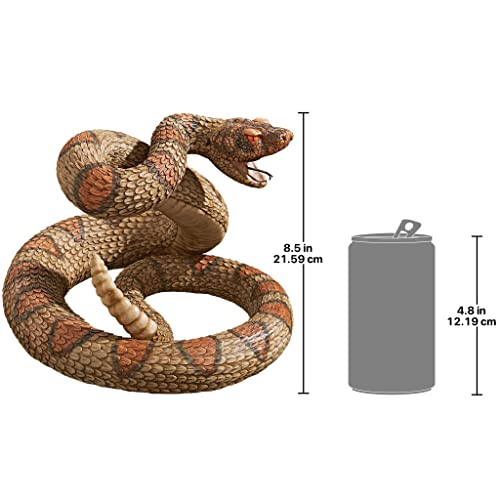 Design Toscano Western Diamond Back Rattlesnake Garden Animal Statue, 13 Inch, Polyresin, Full Color