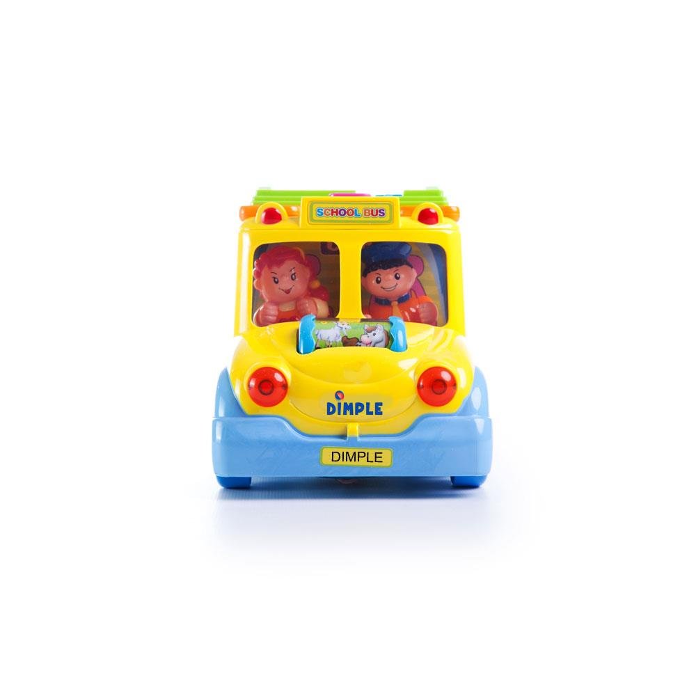 Dimple Educational Interactive School Bus Toy with Tons of Flashing Lights, Sounds, Responsive Gears and Knobs to Play with, Tons of Fun for Toddlers for Kids (Single)