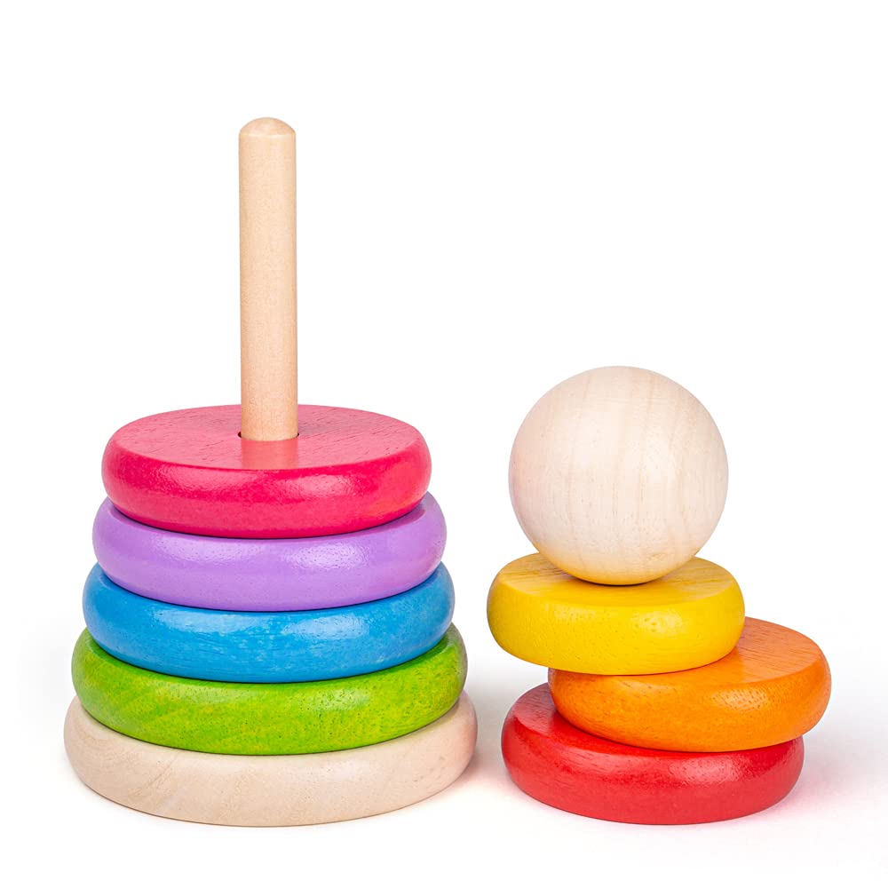 Bigjigs Toys, My First Rainbow Stacking Toy, Wooden Toys, Baby Toys, Wooden Stacking Toys, Ring Stacker, Toddler Toys, Wooden Toys for 1 Year Olds