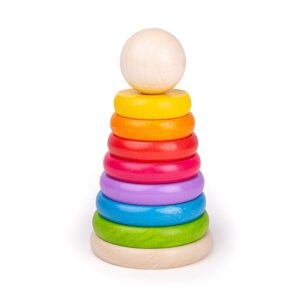 bigjigs toys, my first rainbow stacking toy, wooden toys, baby toys, wooden stacking toys, ring stacker, toddler toys, wooden toys for 1 year olds