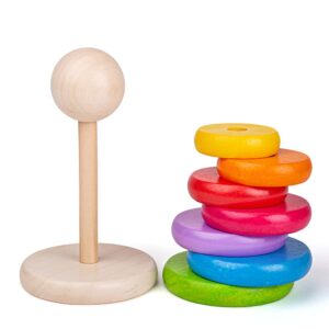 Bigjigs Toys, My First Rainbow Stacking Toy, Wooden Toys, Baby Toys, Wooden Stacking Toys, Ring Stacker, Toddler Toys, Wooden Toys for 1 Year Olds