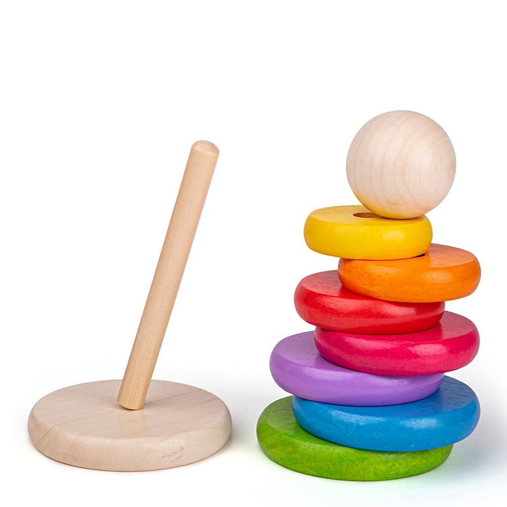 Bigjigs Toys, My First Rainbow Stacking Toy, Wooden Toys, Baby Toys, Wooden Stacking Toys, Ring Stacker, Toddler Toys, Wooden Toys for 1 Year Olds