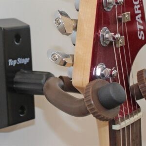 Top Stage® Home and Studio Guitar Keeper (Hanger) Stand Holder Rack w/Hardwood Base Wall Mount, JX15-BLA